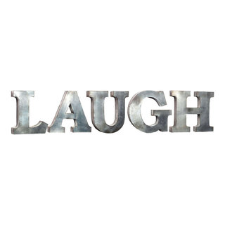 Large Decorative Tin Word - LAUGH, 1.25" D x 7" H - Contemporary - Wall ...