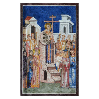 Religious Mosaic Christian Stone Art on Tile, 87" x 138" - Traditional ...