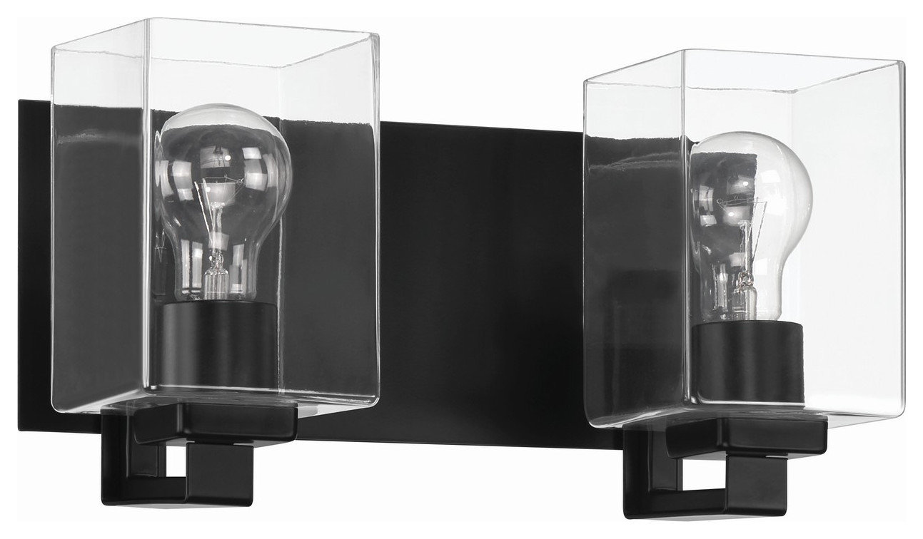 McClane 2-Light Vanity, Flat Black - Transitional - Bathroom Vanity ...