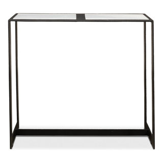 Ridged Iron Console Table White Marble, Small - Transitional - Console ...