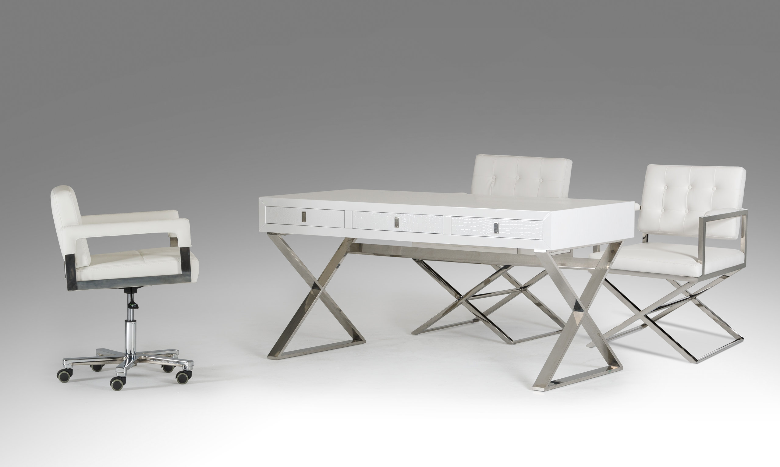 AandX Congress Transitional White Crocodile Office Desk - Contemporary ...