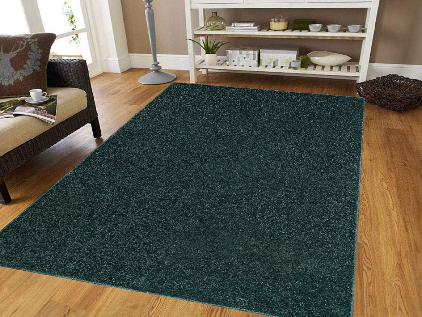 Color World Collection Way Solid Color Area Rugs, Forest Green, 7' x 9 ...