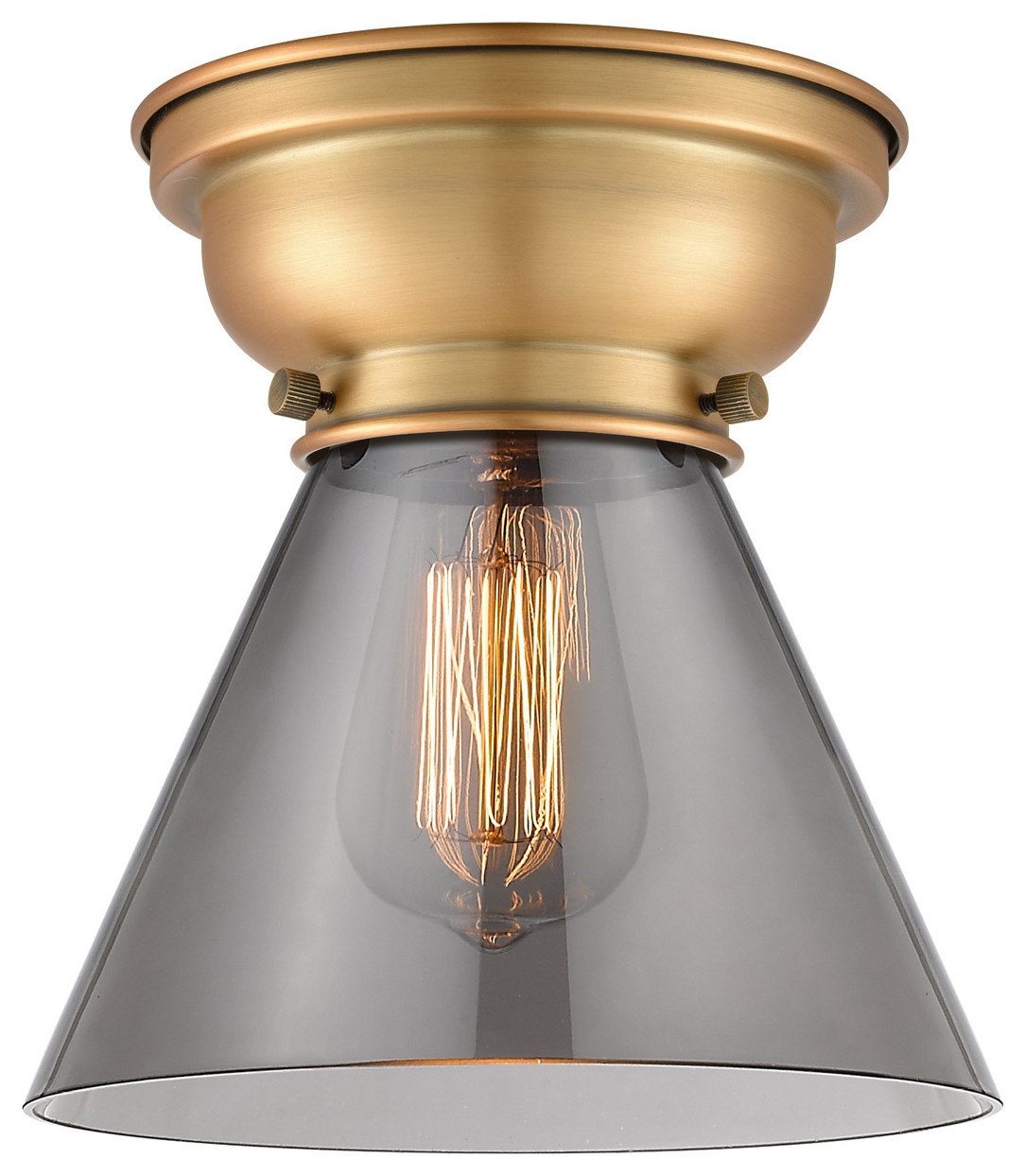 Aditi Large Cone 1 Light Flush Mount in Brushed Brass - Transitional ...