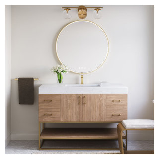 Bahia Bath Vanity, Oak, 48", Brushed Gold Hardware, Single ...