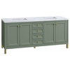 72 Inch Modern Farmhouse Green Double Sink Bathroom Vanity Marble ...
