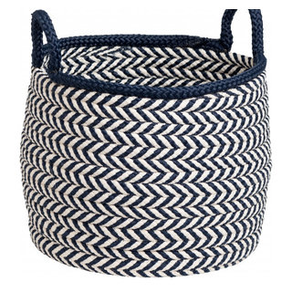 Colonial Mills Basket Prevé Basket White & Navy Round, 15"x15"x15 ...