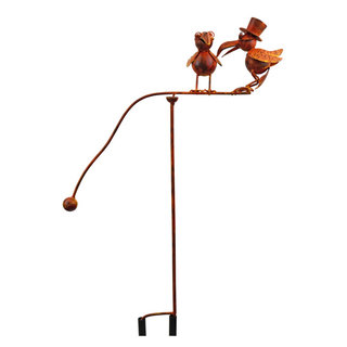 Balancing Buddies Small Old Crows - Rustic - Garden Statues And Yard ...
