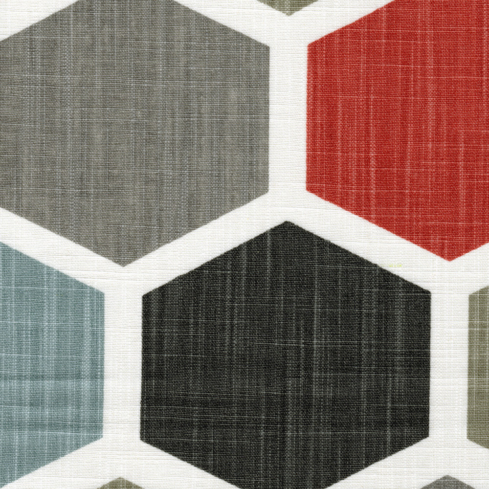 Pinch Pleated Curtain Panels Pair Hexagon Scarlet Red Nature Print ...