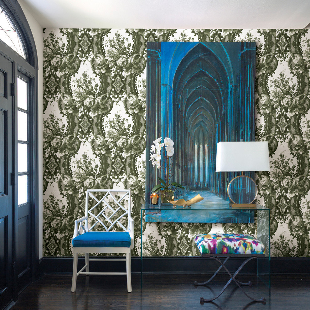 Dreamer Green Damask Wallpaper, Sample - Wallpaper - by Brewster Home ...