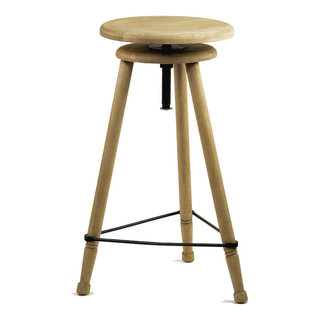 Adjustable Natural Oak Tripod Stool - Tall - Industrial - Bar Stools ...