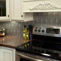 Corrugated metal backsplash