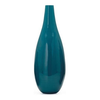 Torre and Tagus Juno Lacquered Bamboo Pin Vase Tall, Teal ...