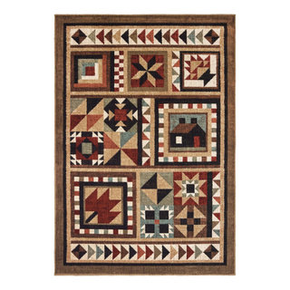8??10??Brown And Red Ikat Patchwork Area Rug - Southwestern - Area Rugs ...