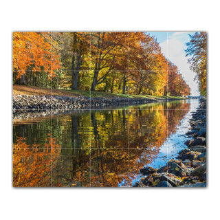 River Ceramic Tile Wall Mural HZ500909, 21.25" Wide x 17" High - Rustic ...