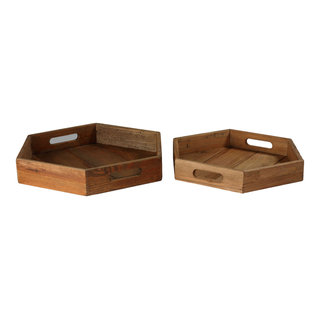 Bare Decor Cooper Hexagon Nesting 2-Piece Tray Set - Transitional ...