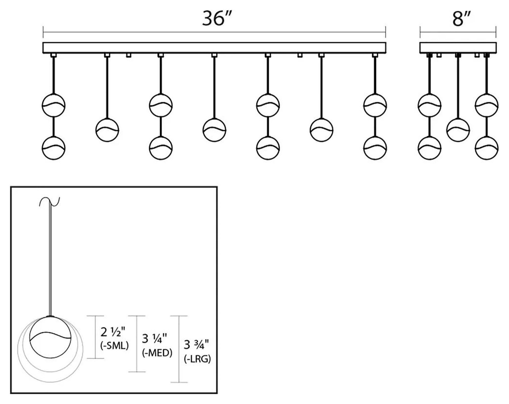 Grapes LED 11-Light Rectangle Canopy Pendant, Large Spheres ...