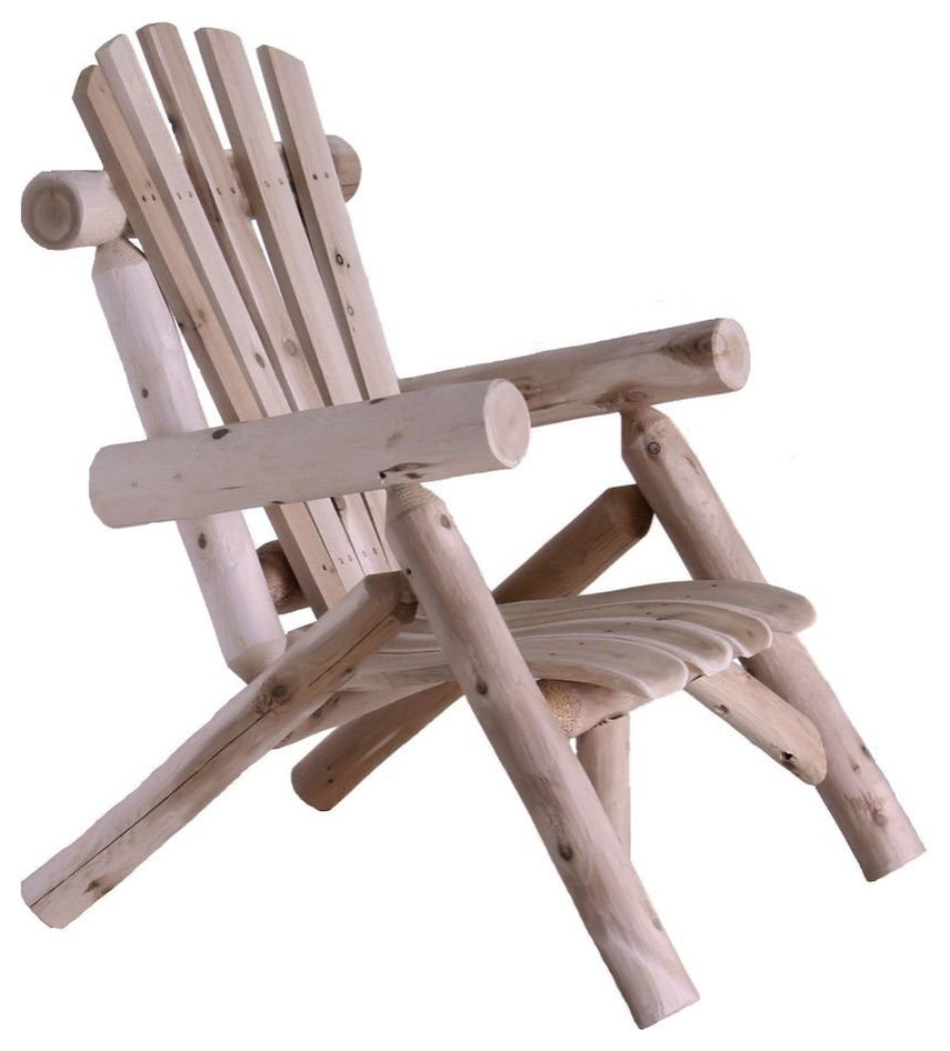 Cedar Log Rocking Chair With Lounge Chair and Round Coffee Table ...