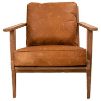 Camel Brown Leather Junior Arm Chair - Midcentury - Armchairs And ...