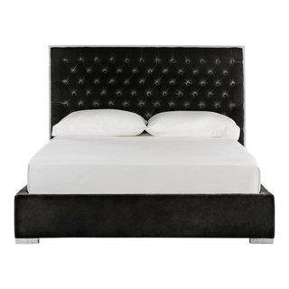 Iris Velvet King Bed, Giotto Black - Contemporary - Platform Beds - by ...