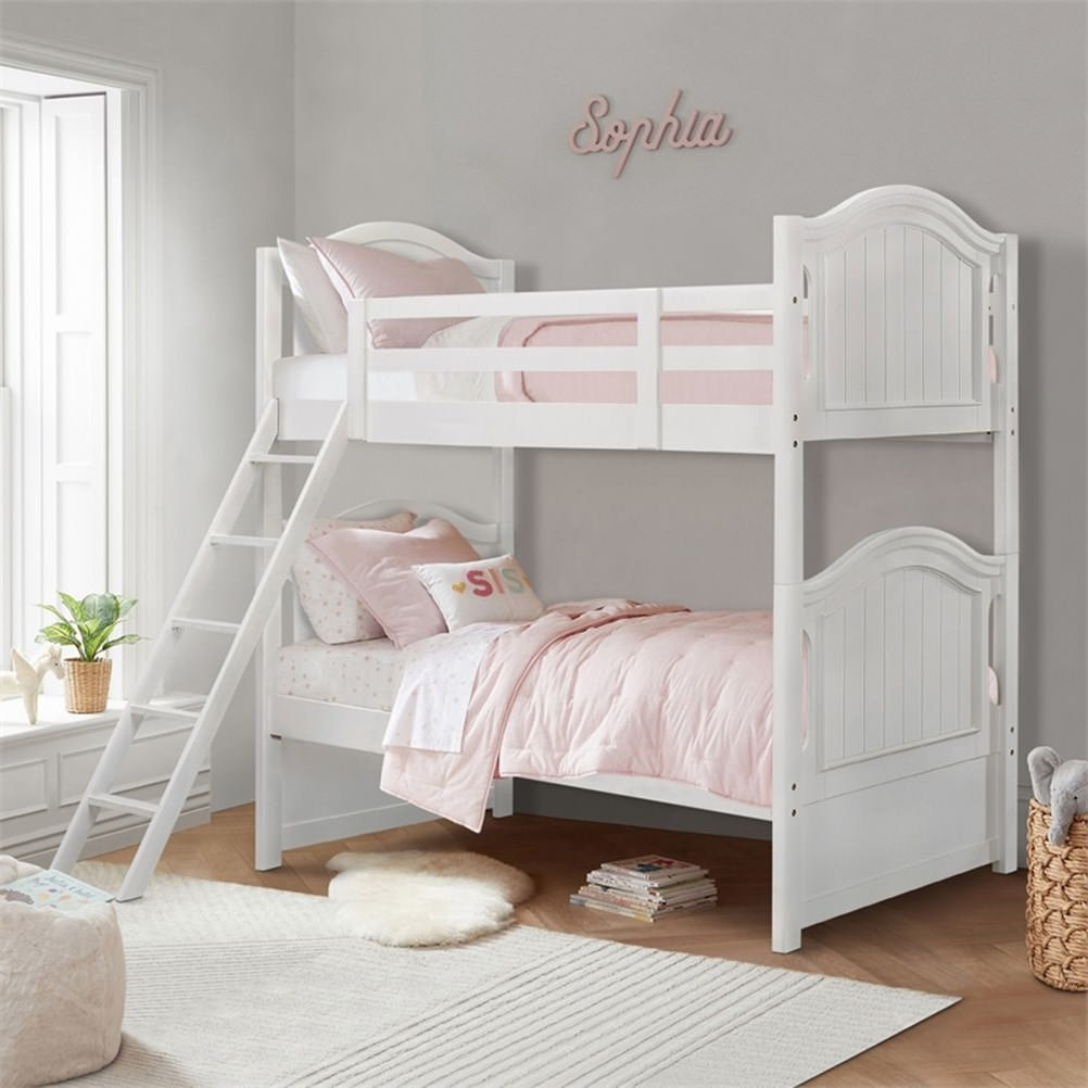 Lexicon Traditional Wood and MDF Board Twin/Twin Bunk Bed in White ...