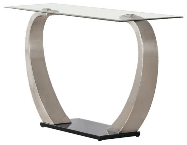 Floating Tempered Glass Top Sofa Table with Metal Support, Clear and ...