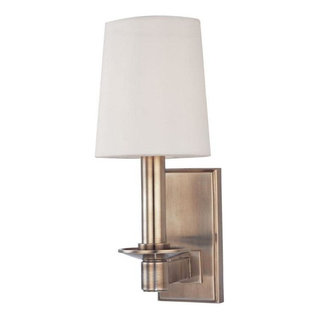 Sconce Wall Light with White Shade in Historic Nickel Finish ...
