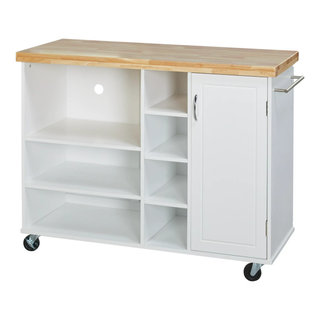 Modern Kitchen Cart, Single Door Cabinet & Multiple Open Compartments ...