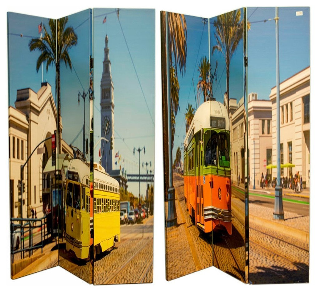 Alluring Canvas Room Divider, Multicolor - Tropical - Screens And Room ...