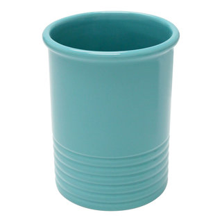 Chantal Aqua Ceramic Medium Utensil Crock - Transitional - Utensil ...