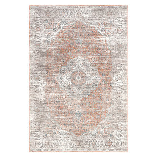 Nuloom Kayleigh Traditional Faded Fringe Rug, Rust, 5' 3" x 7' 7 ...