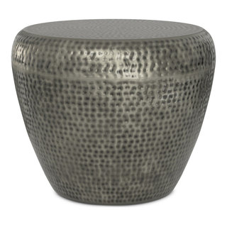 Preston Metal Side Table, Antique Silver - Industrial - Side Tables And ...