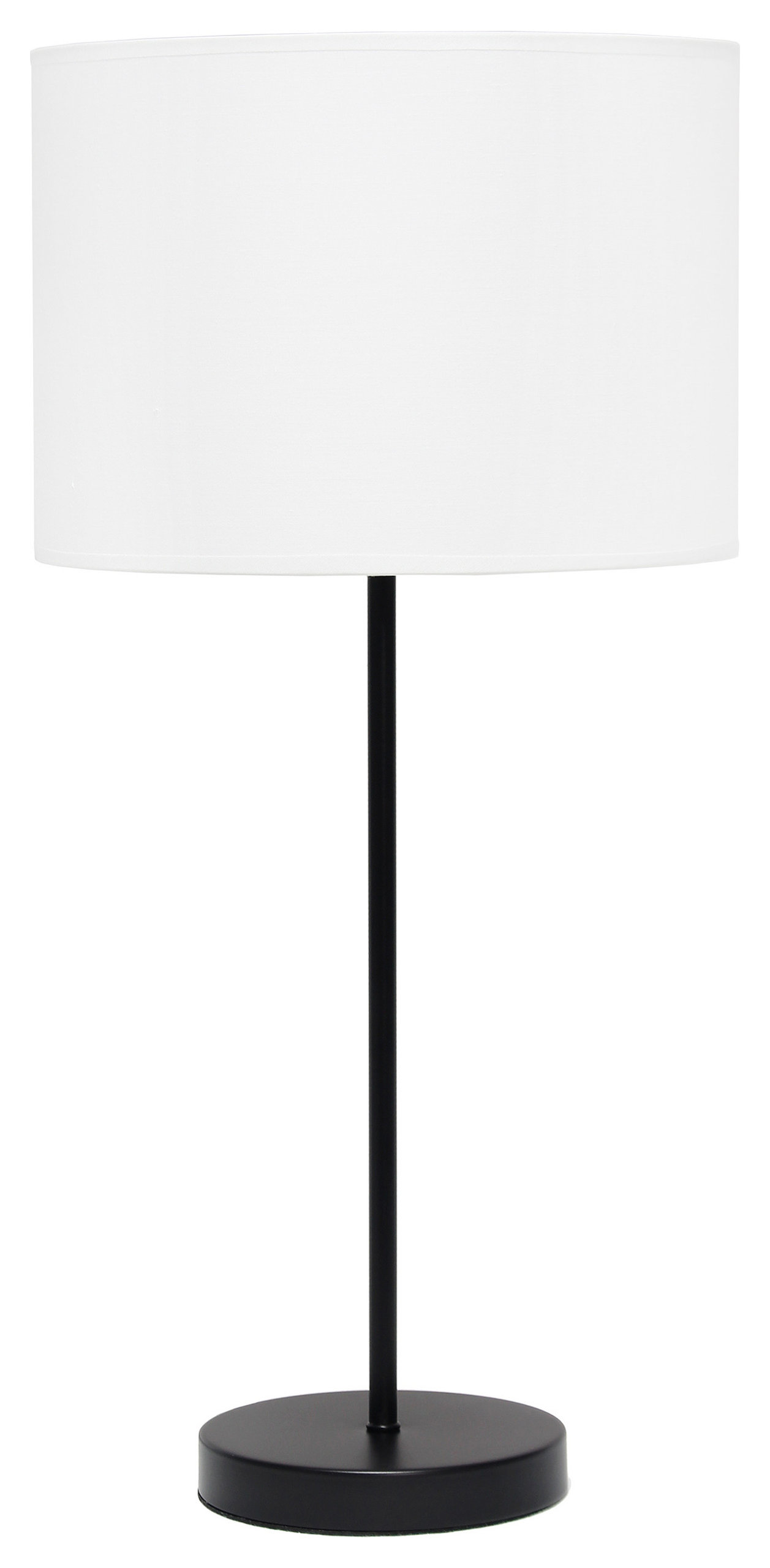 Simple Designs Black Stick Lamp With White Fabric Shade - Transitional ...