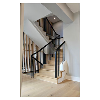 115_Stunning Continuous Rail System on 3 Story Floating Stairs ...