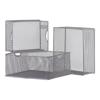 Rectangular Metal Wire Basket With Mesh Design, Set of 3, Gunmetal Gray ...