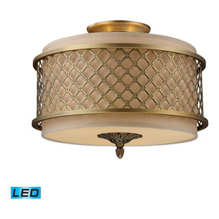 ELK Lighting Chester 3-Light LED Semi Flushmount, Brushed Antique Brass ...