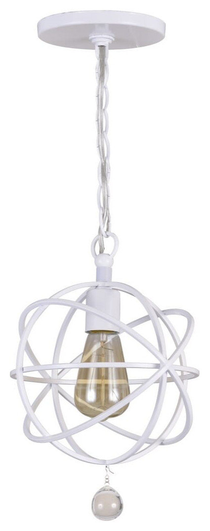 Solaris 9" Pendant Light in Wet White with Clear Glass Drops Crystals ...