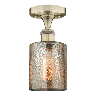 Cobbleskill-1 Light 5" Semi-Flush Mount-Antique Brass, Mercury Glass ...
