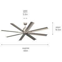 65" 8 Blade Ceiling Fan, Brushed Nickel - Transitional - Ceiling Fans ...