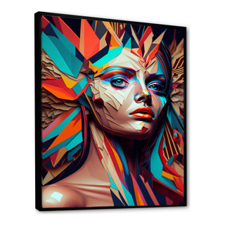 Cubic Woman Portrait II Framed Canvas, 16x32 - Contemporary - Prints ...