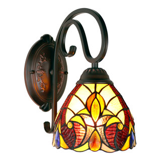 Adia Victorian Tiffany-Syle 1 Light Wall Sconce 6" Wide - Victorian ...