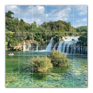 Waterfalls Ceramic Tile Wall Mural HZ501127, 25.5" Wide x 25.5" High ...
