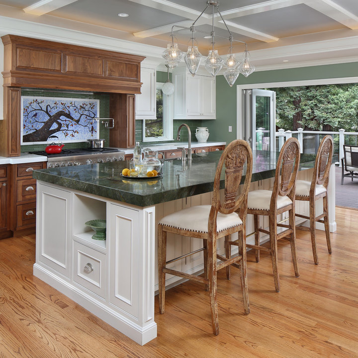 75 Beautiful Kitchen with Green Benchtop Ideas & Designs - January 2026 ...