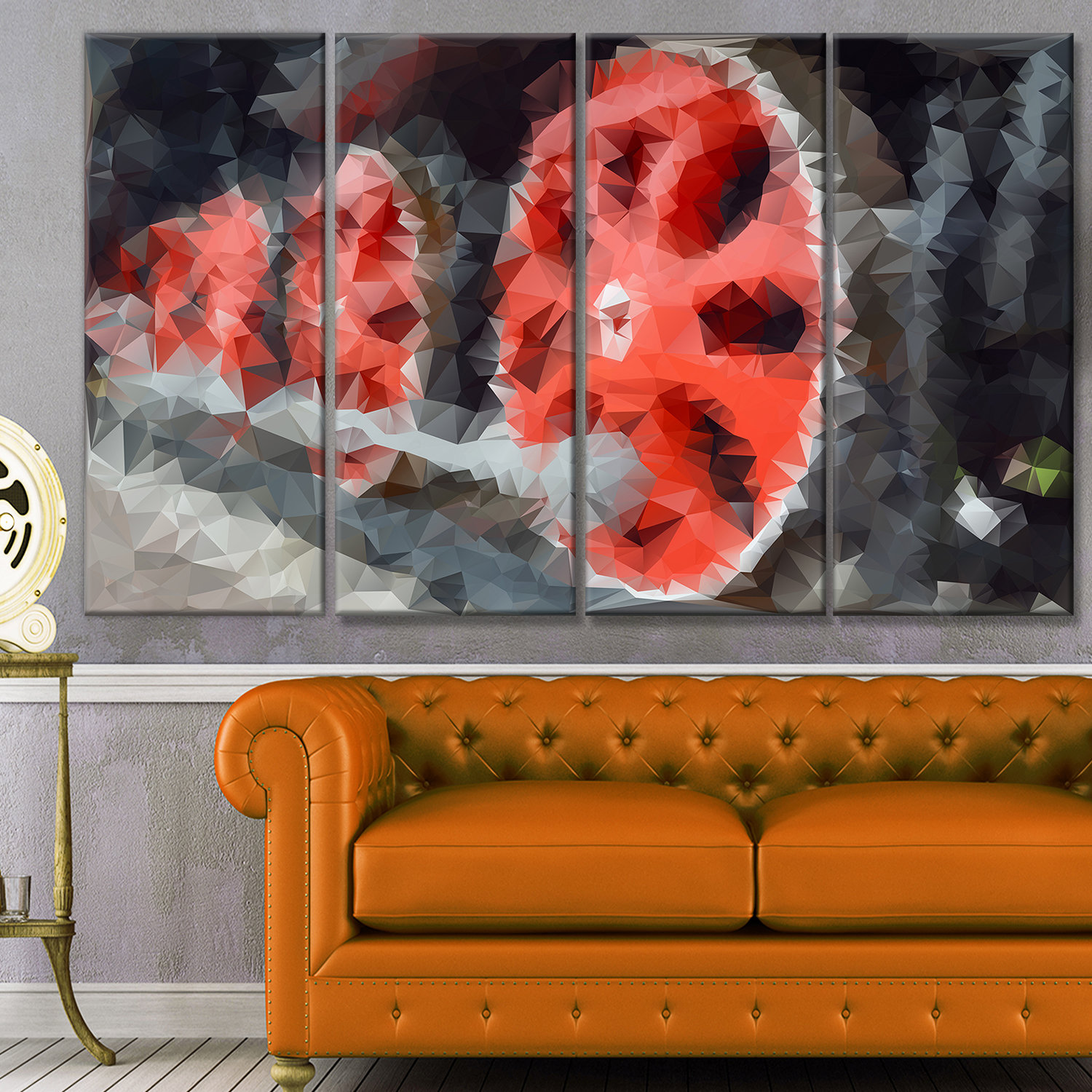Red Wheels of Old Steam Train, Abstract Canvas Art Print, 48"x28", 4 ...