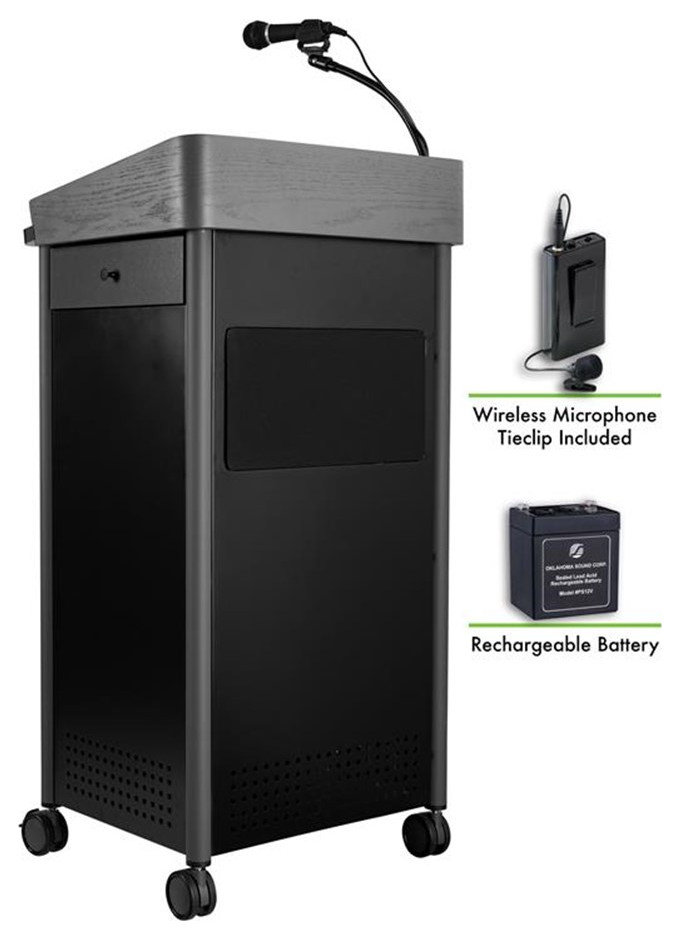 Oklahoma Sound GSL Series Metal Lectern with Rechargeable Battery in ...