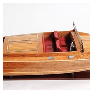 15" Natural Manufactured Wood Boat Sculpture - Beach Style - Decorative ...