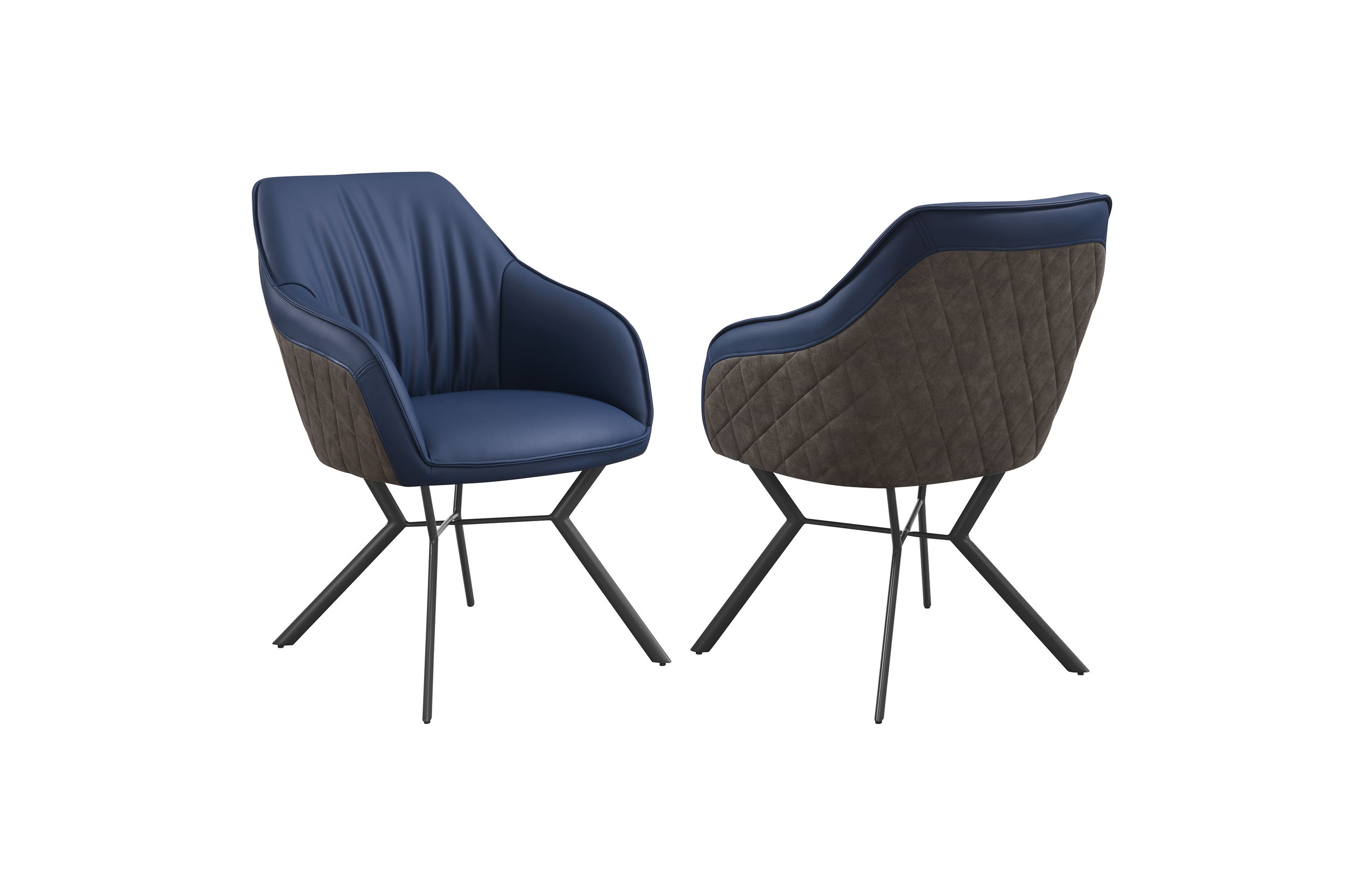 Mayer Upholstered Tufted Side Chairs, Set of 2 Blue and Brown ...