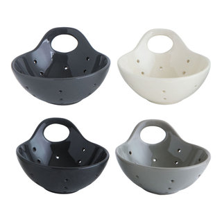 Round Stoneware Berry Bowls (Set of 4 Colors) - Contemporary - Serving ...