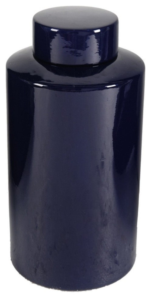 Large Ceramic Lidded Jar, Blue - Contemporary - Decorative Jars And ...
