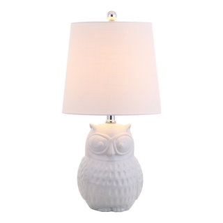 Hoot 20.5" Ceramic Mini Table Lamp, White Owl - Table Lamps - by ...