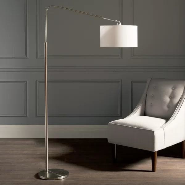 64" Medium Arch Brushed Steel Telescope Reach Floor Lamp - Transitional ...